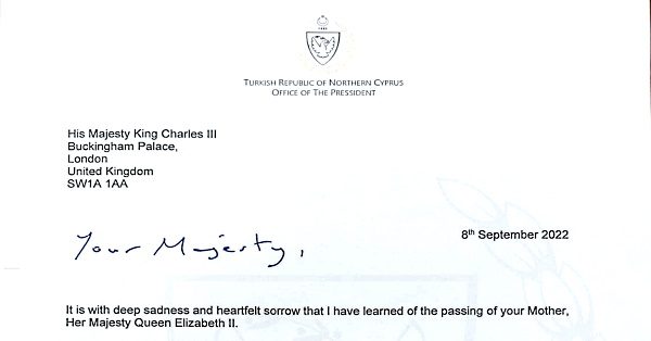 TRNC President Tatar's letter of condolences to King Charles III ...